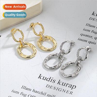 Europe popular long silver needle size circle retro light bo