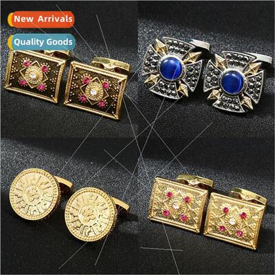 Two-tone Vintage Large Men Sleeve Studs Arabic Colour Blocki