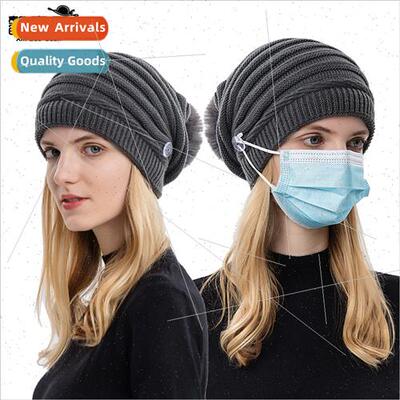 9897 fall winter new hanging mask wool cap female  American