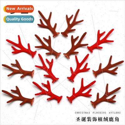 Christmas simulation flocked elk antlers diy bouquet hairpin