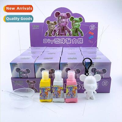 Handmade diy fluid bear keychain blind box diamonds dot diam