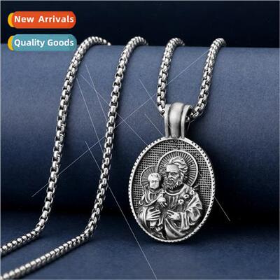 Pure pewter Europe vintage men tanium steel necklace ins win