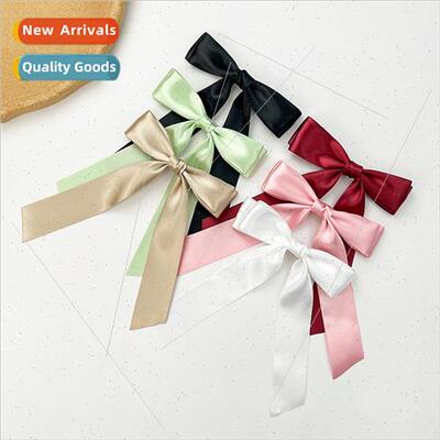 Sweet girl glossy bow ribbon hair clips female cute versatil