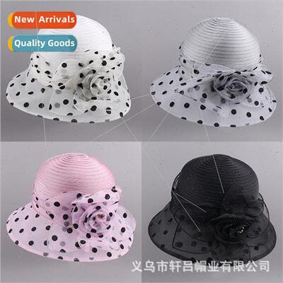 Organza flower fisherman hat women summer UV shade pot hat o