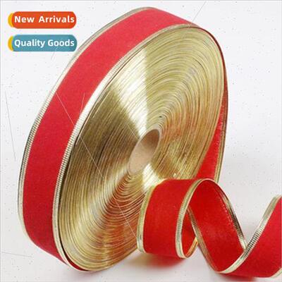 2 Meter Velvet Gilded Ribbon Christmas Decoration Ribbon Red