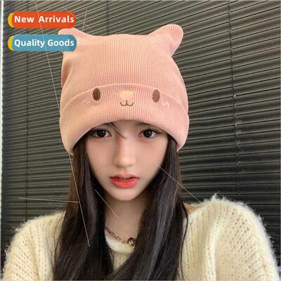 Cute cat ears wrap head cap fall winter new piles caps Korea