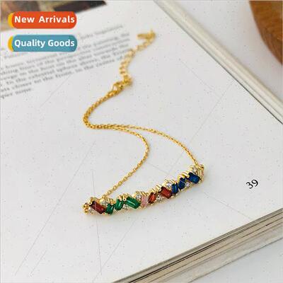 s925 silver colored stone bracelet women niche wave curve se