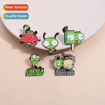 Anime cartoon quirky alien invaders ZIM creative brooch oil