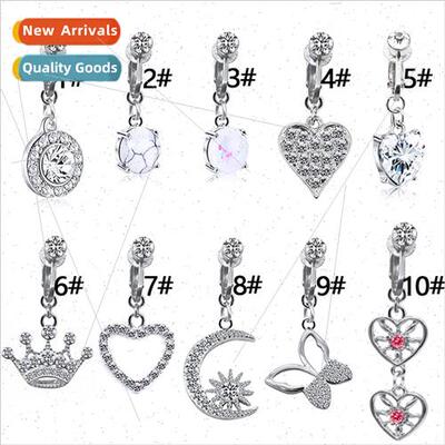 Set zirconia heart moon butterfly free piercing fake belly b