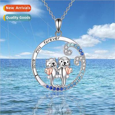 cute sea otter pendant necklace female diamond otter small a