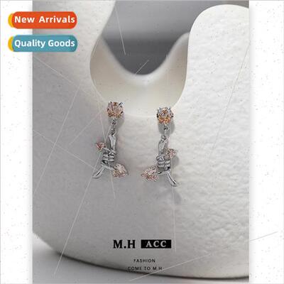 Orange Zirconia Earrings Women che Earrings Hundreds Sweet C