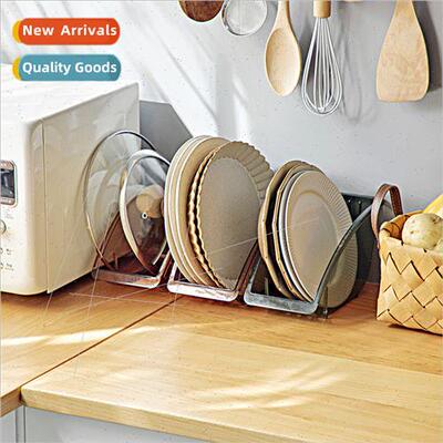 Kchen desktop cabinet shelf plastic dinner plate pot lid rac