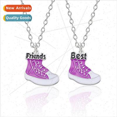 Friends Alphabet Purple Canvas Shoes Necklace  sters BFF All