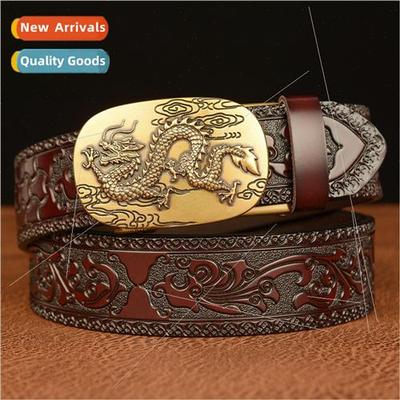 Personalized carved belt cowhide casual men jeans belt flyin