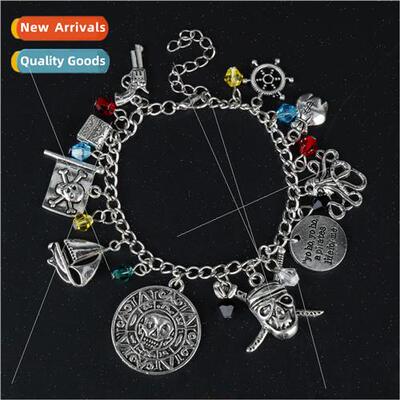 Pirates of the Caribbean Skull Gold Coin Pendant Alloy Brace