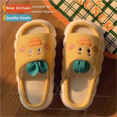 Women spring fall cute child girl heart flax slippers studen