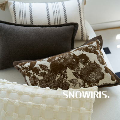 中古风腰靠枕花朵深咖色系