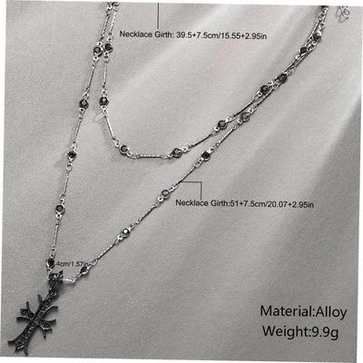 Cross necklace for men women十字架双层项炼时尚嘻哈男女饰品