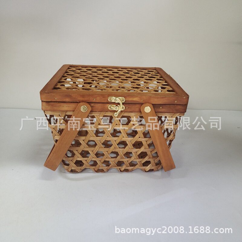 厂家中秋月饼竹篮礼品篮竹篮鸡蛋篮收纳篮竹质工艺品编织手纯手工