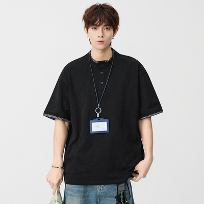 吾一白awhite宽松休闲亨利式T恤