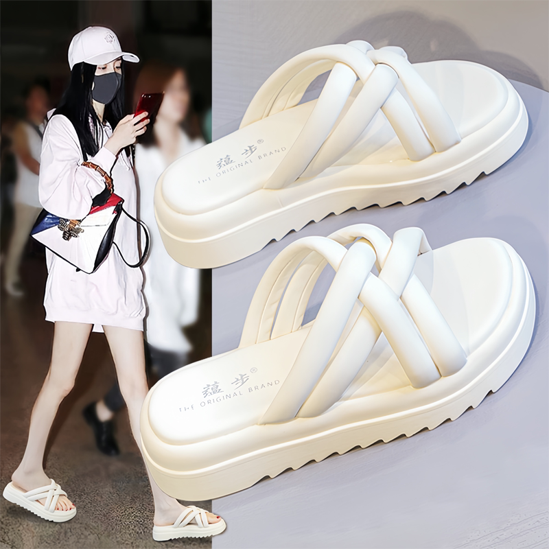 厚底凉拖鞋女2026新款夏季外穿时尚网红夏天沙滩海边孕妇凉鞋女鞋