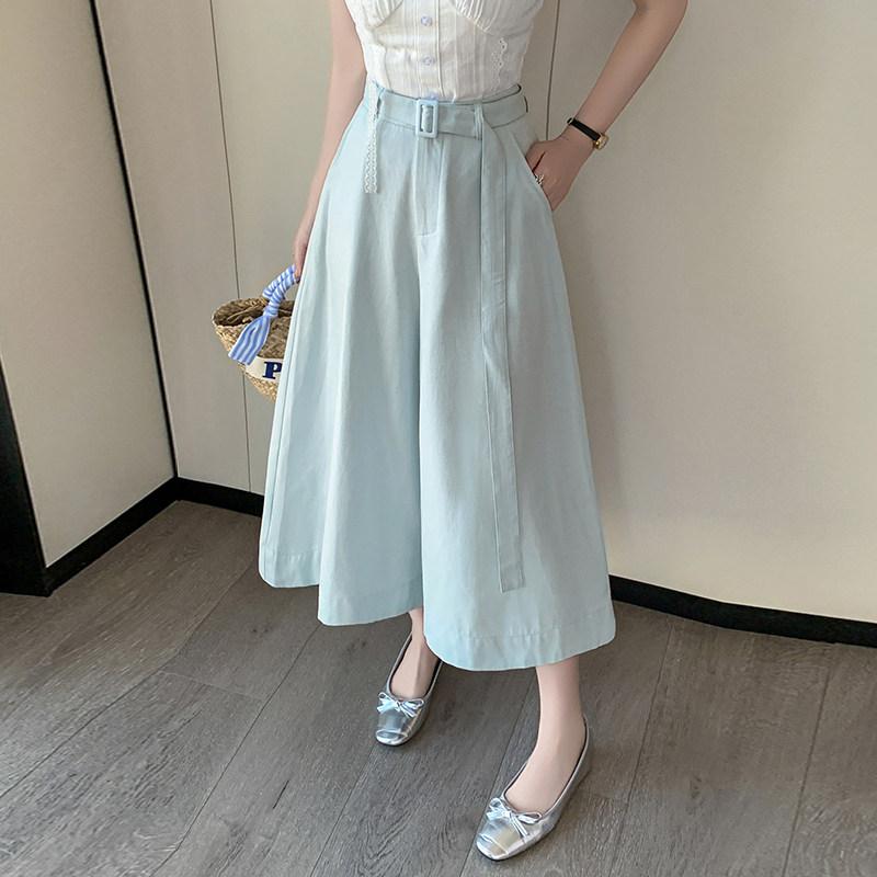 2026春夏新款显瘦设计感高腰七分裤宽松大摆阔腿A字裙裤休闲裤女