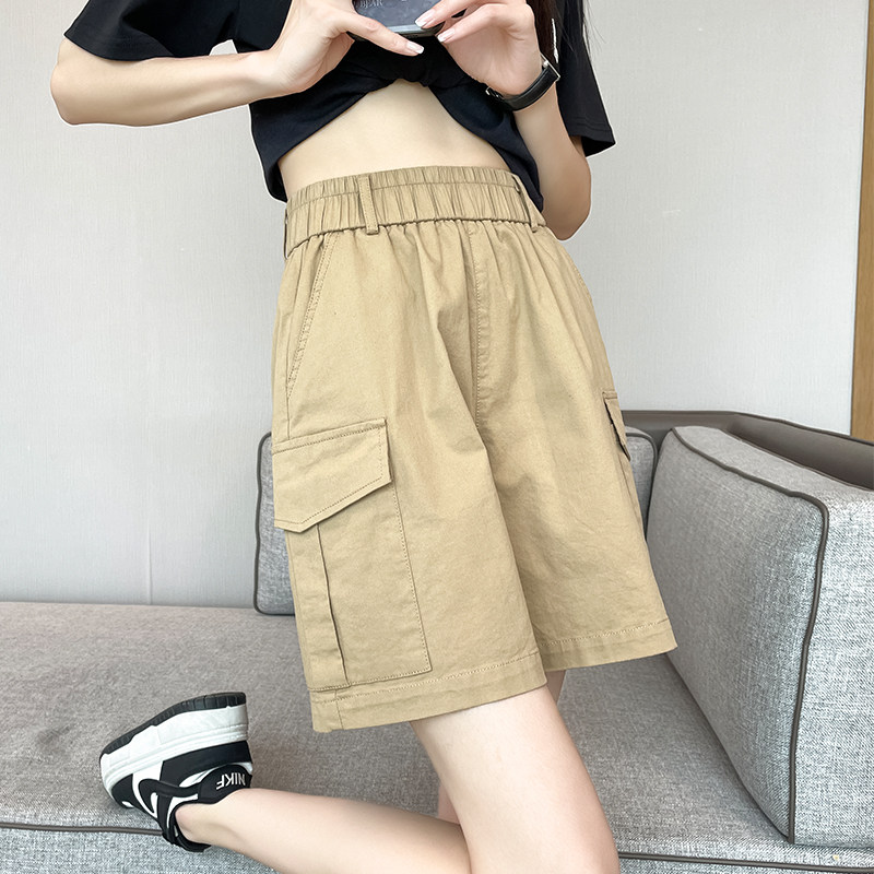 卡其色工装短裤女夏季薄款2026新款小个子冰丝速干运动休闲五分裤