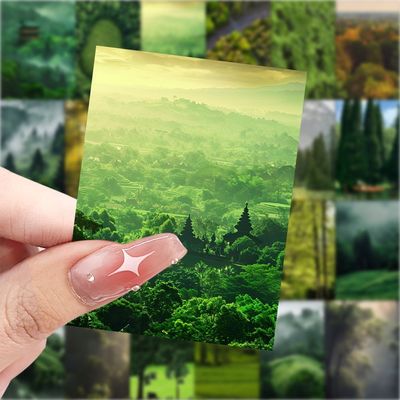 自然风景森林贴纸ins治愈系雨林风光贴画diy手机电脑笔记本装饰图