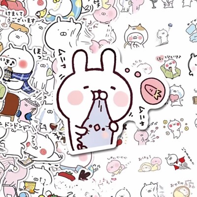 207张可爱兔丸贴纸卡通呆萌小兔子表情包装饰笔记本水杯防水贴画