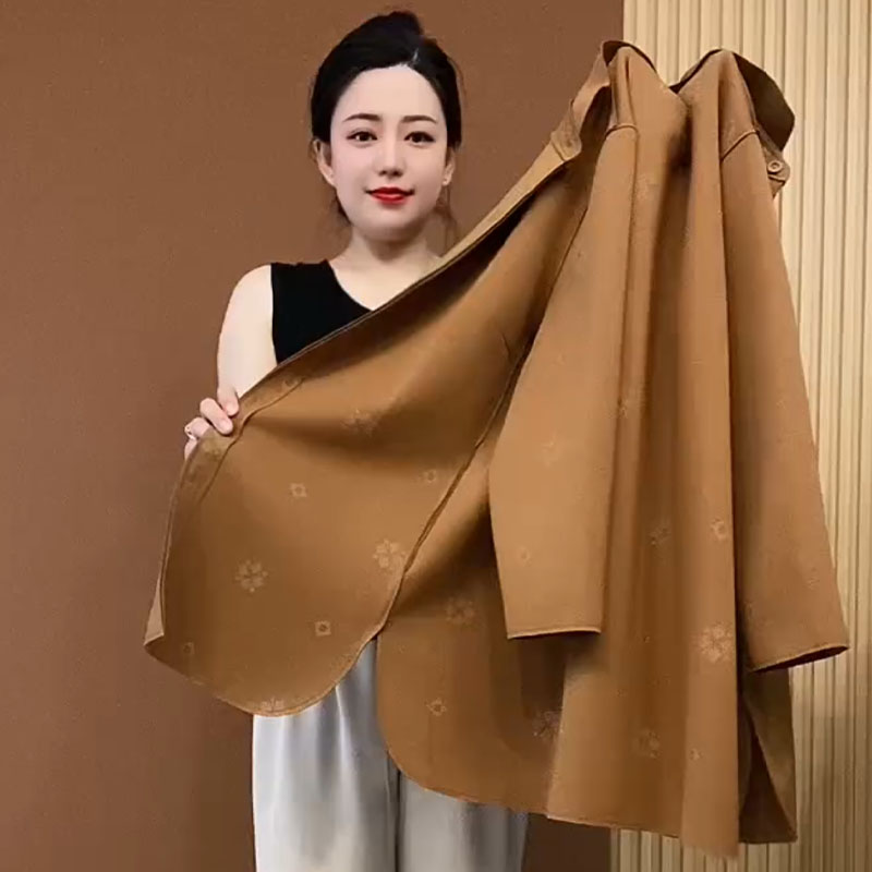 中年妈妈时尚Polo领风衣外套秋季新款休闲外搭宽松减龄上衣女