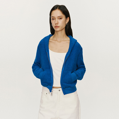 antceee 双面穿柔软乱花底短款卫衣立体不易变形正反两穿连帽外套