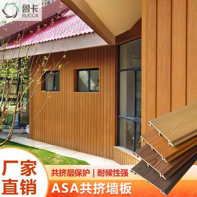鲁卡PVC木塑WPC墙板ASA共挤户外墙板露台别墅快装屋酒店墙面装饰