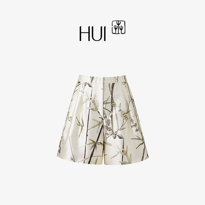 HUI卉非遗传统高竹生花图短裤