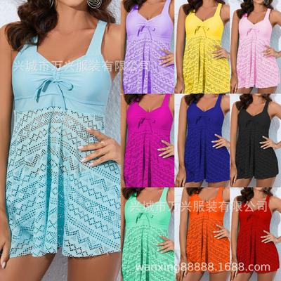 Womens backless lace pink swimsuit solid color one-piece