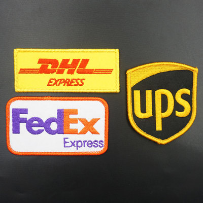 FedEx国际物流logo刺绣锁边布贴