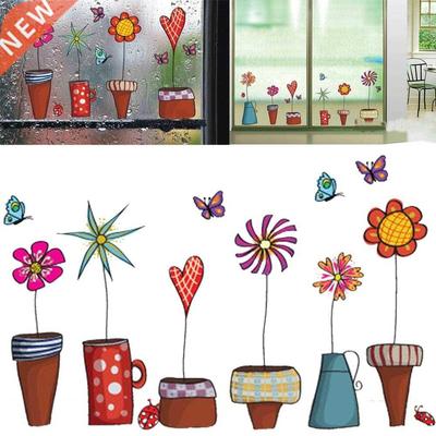 Cute Cartoon Flower Butterfly Wall Stickers  Decal