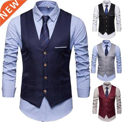 lack Red Wine Grey Navy lue Vests For Men Slim Fit Suit Ma