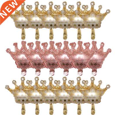 18pcs Mini Crown Aluminum Foil Balloons Gold Pink Blue Crown