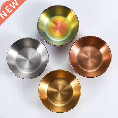 4pcs Golden Sauce Dish Appetizer Serving Tray Stainless