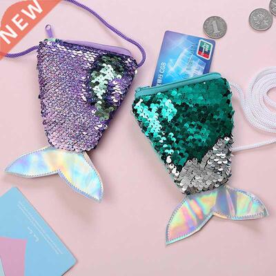 Women Mermaid Tail Sequins Coin Purse Girls Wallet Bags Cros