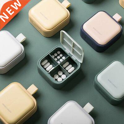 1Pcs Sugar Cube Shape Pill Case Travel Pill Box PP 4 Grids