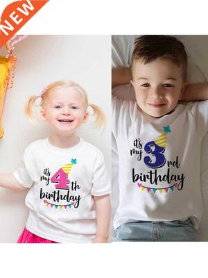 New Kids oys Girls Summer irthday T-shirts Short Sleeved T