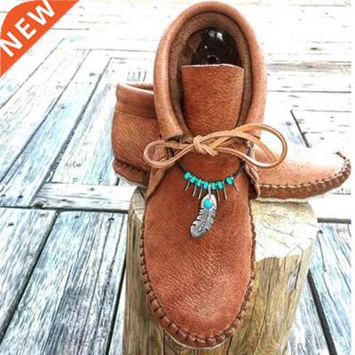 Women Boots Sewing Flat Lace-Up Women Ankle Boots Autumn Fas