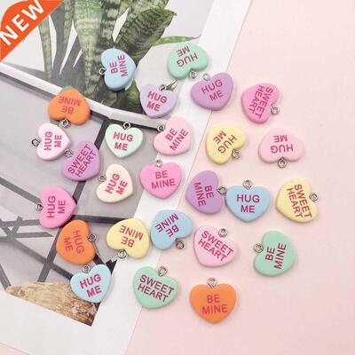 10Pcs Hug Me Sweet Heart Resin Flat back Cabochon Charms Pen