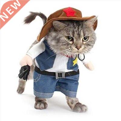 Pet Dog Cat Costume Cowboy Jeans Hoodie Shirts Halloween