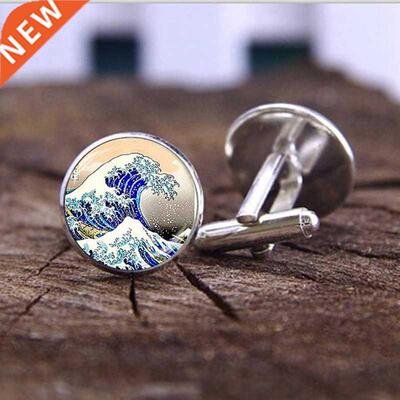 Great Wave of Kanagawa Cufflinks High Quality Hokusai Japane