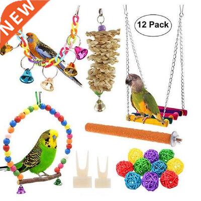 12pcs Parrots Toys And Bird Accessories For Pet Toy Swing
