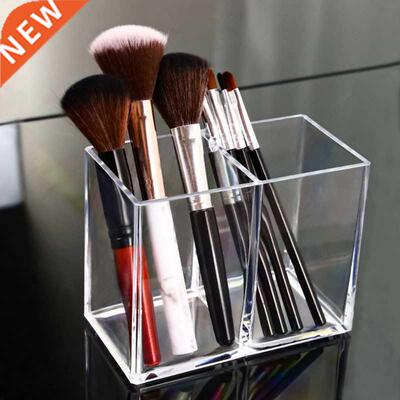 Organizer Box 2 Grids Acrylic Makeup Brush Storage Tube Clea