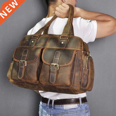 Crazy Horse Leather Fashion Business Briefcase Messenger Bag