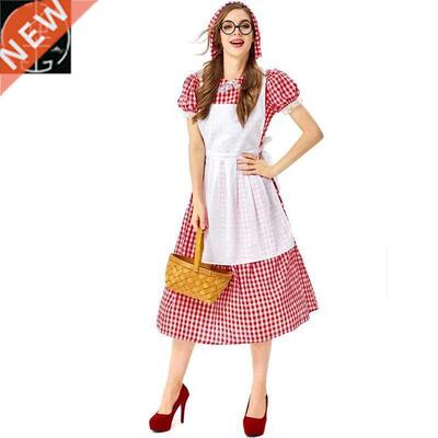costume red and white plaid lace beer festival costume maid